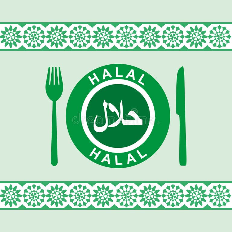 Halal - Plate, Knife and Fork Stock Vector - Illustration of islam ...
