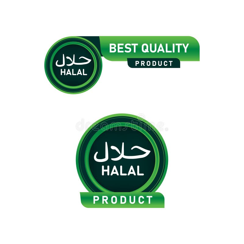 100 Halal Product Green Label, Certified Halal Food Seal Stock Vector ...