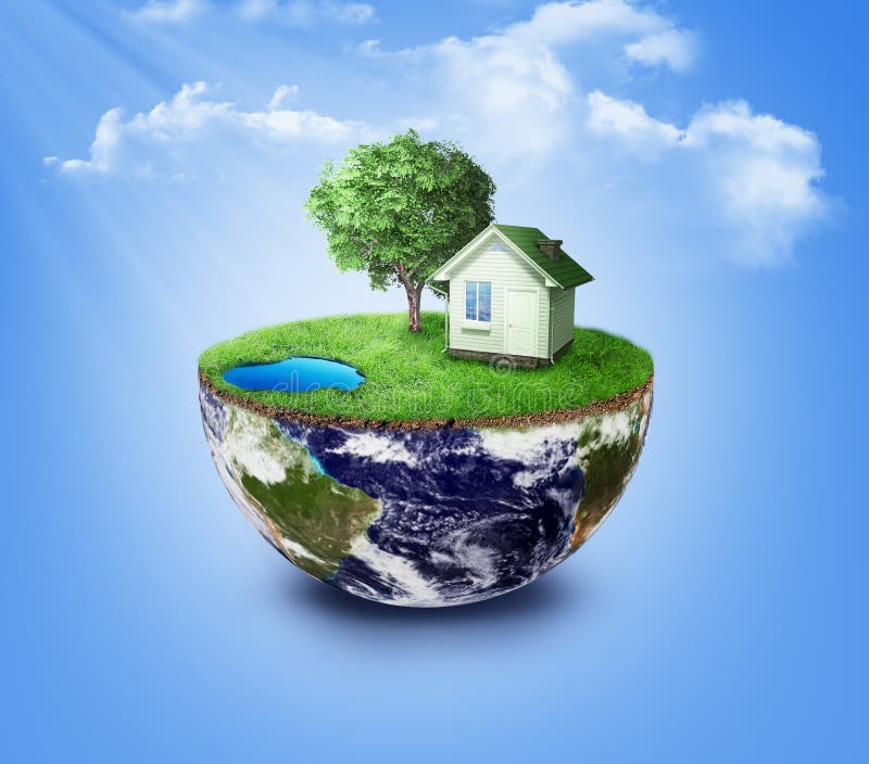 Halbe Erde mit grünem Gras stock abbildung. Illustration von atmosphäre ...