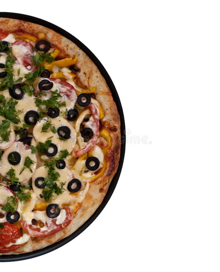 Halbe Pizza stockfoto. Bild von ölig, makro, anlieferung - 10418186
