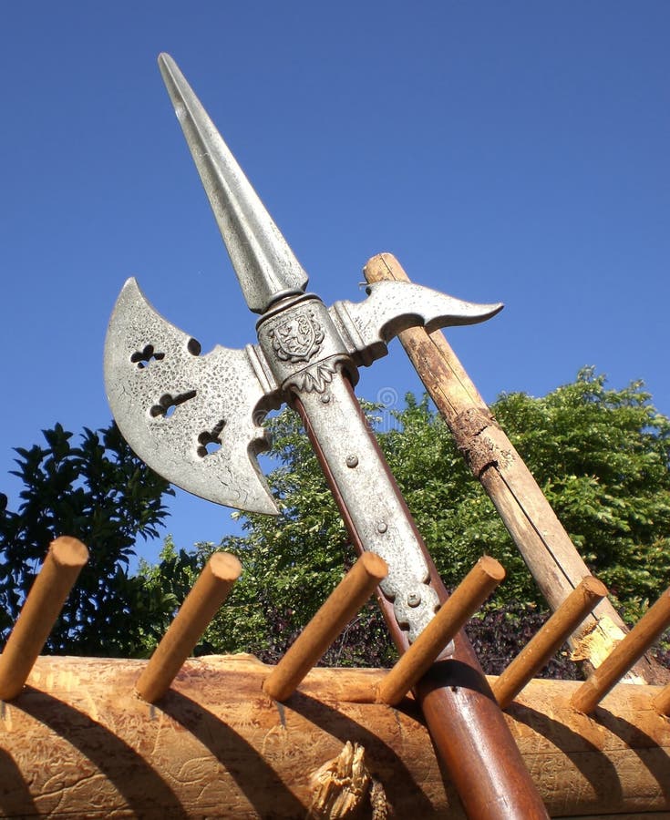 Halberd stock photo. Image of rack, antique, vintage, wooden - 1315370