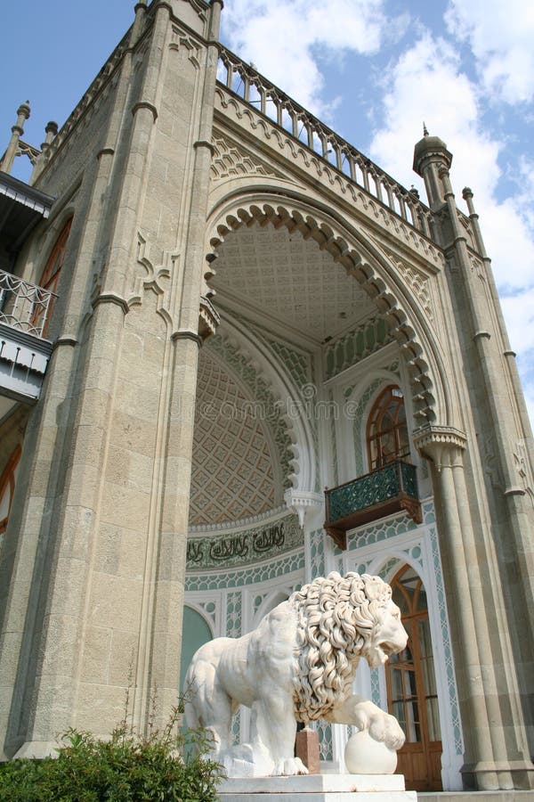 Halbinsel Krim. Der Vorontsovsky Palast Stockfoto - Bild von park ...