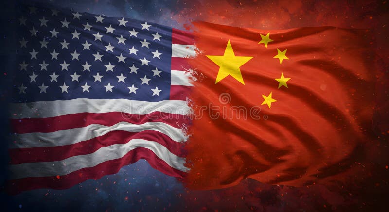 Half American and Half Chinese Flag Blending Together Symbolizing ...