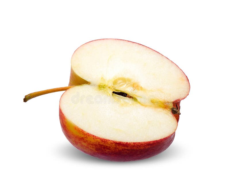 Half Red Apple Isolated on White Clipping Path Stock Image - Image of ...