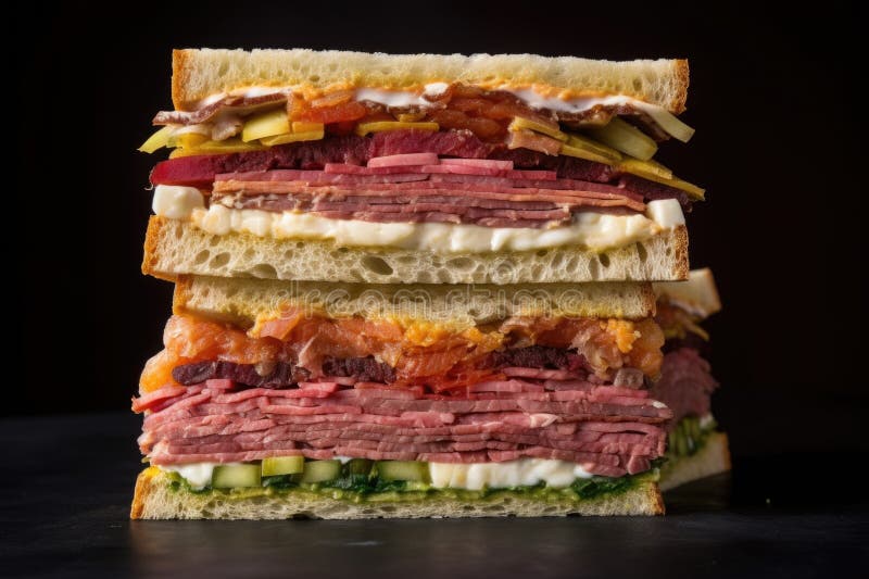 Half-assembled Sandwich Showing Fillings Inside Stock Illustration ...