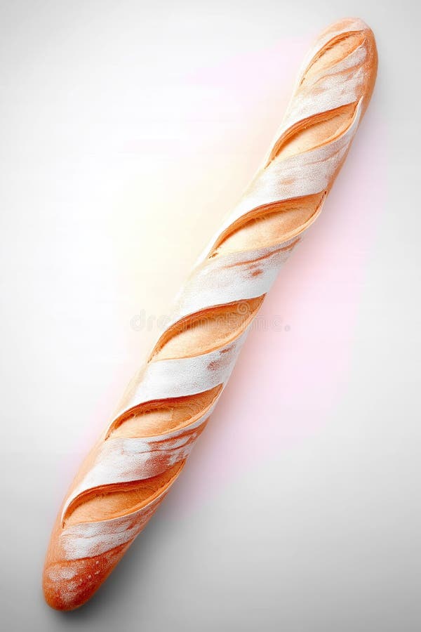 Half Baguette Rests Elegantly on Smooth Surface, Showcasing Unique ...