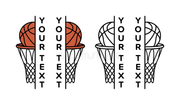 Half Basketball Ball and Hoop Split Frame for Vertical Text Stock ...