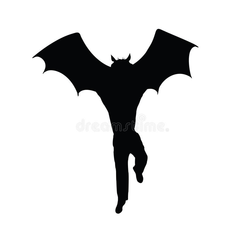 Half Bat Half Man Silhouette Vector Stock Vector - Illustration of ...