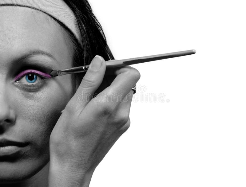 Half Of The Beautiful Woman Face, Makeup Stock Photo - Image of ...