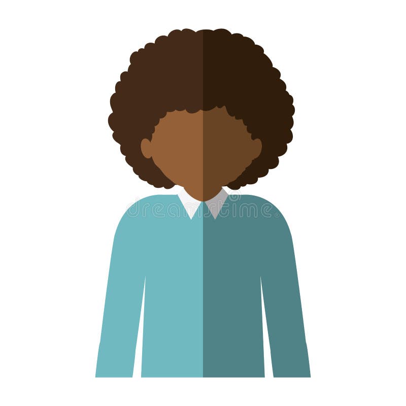 Half Body Afro Man with Curly Hair and Middle Shadow Stock Vector ...