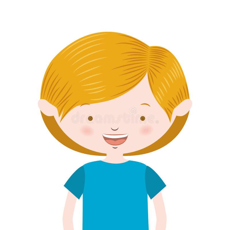 Half Body Blond Boy with T-shirt Stock Illustration - Illustration of ...