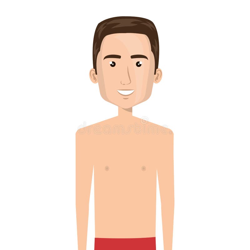 Half Body Cartoon Man with Sweatpants Clothes Stock Vector ...