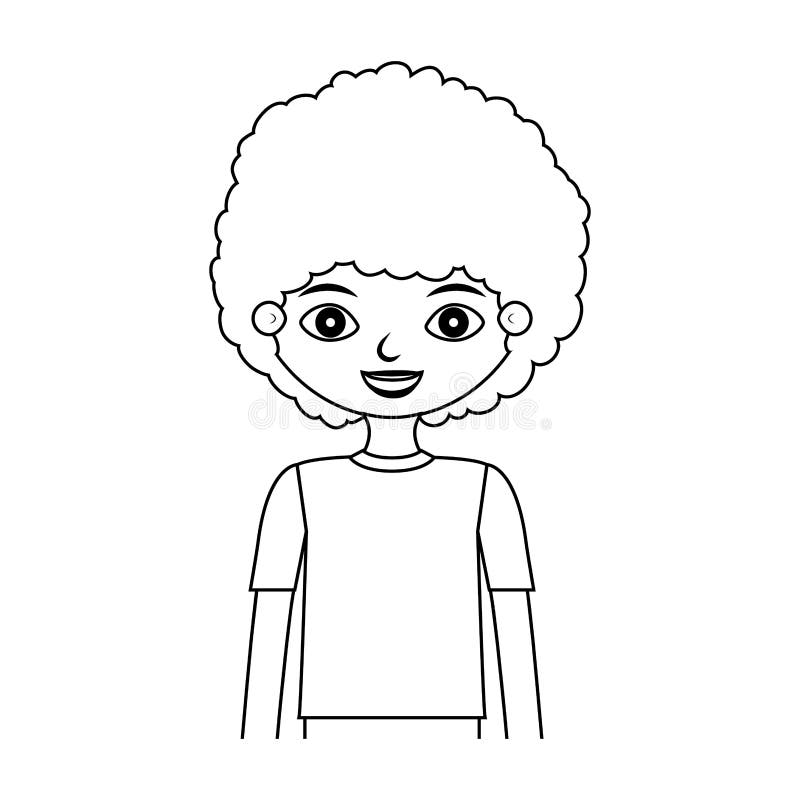 Half Body Child Silhouette with Curly Hair Stock Vector - Illustration ...