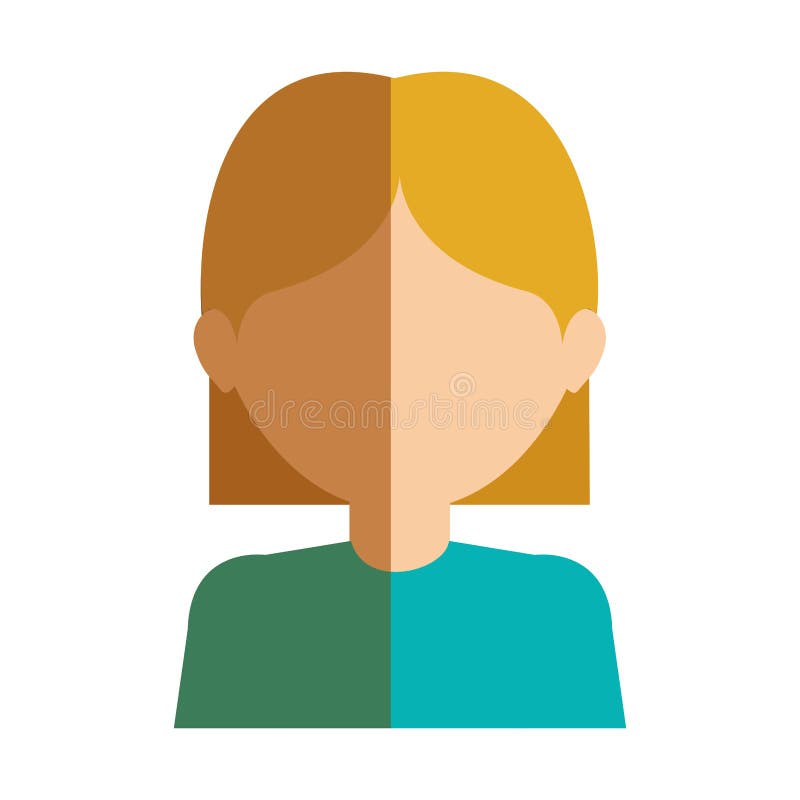Half Body Gilr Half Blonde and Caucasian Stock Vector - Illustration of ...