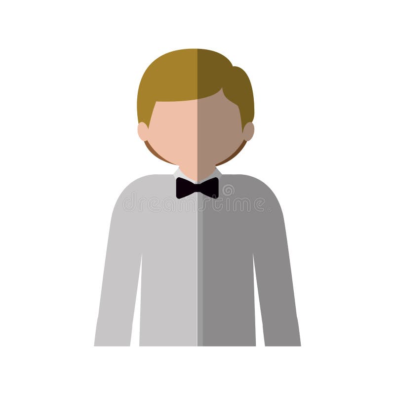 Half Body Man with Blonde Hair and Bow Tie and Middle Shadow Stock ...