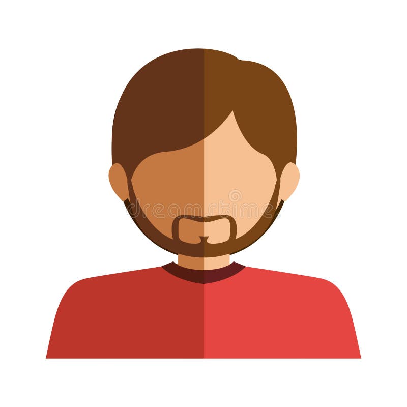 Half Body Man Half Brunette and Caucasian with Beard Stock Vector ...