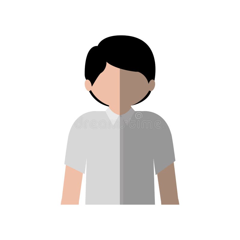 Half Body Man with Shirt and Middle Shadow Stock Vector - Illustration ...