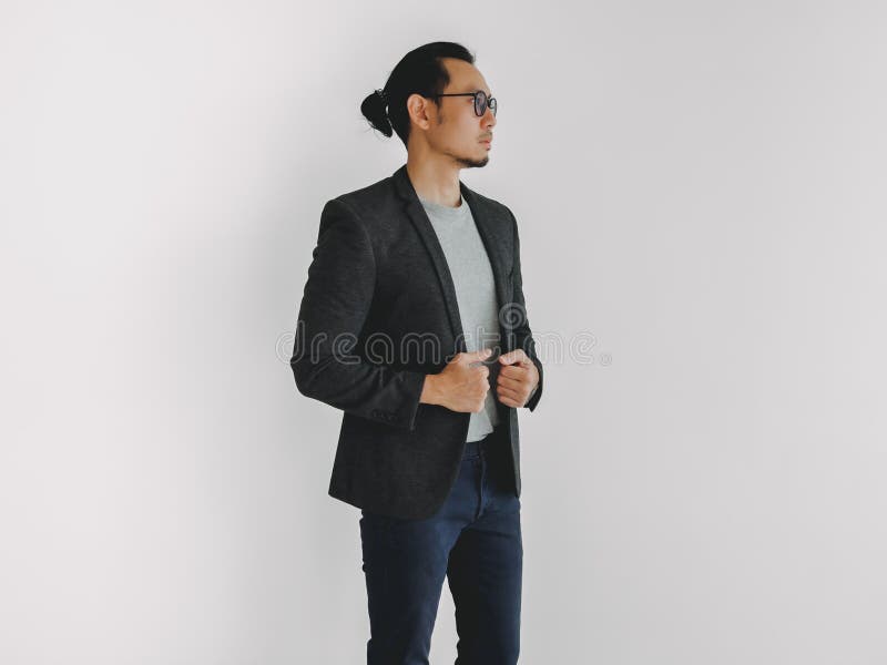 Half Body Photo of Business Man Stand Isolate on White Stock Image ...