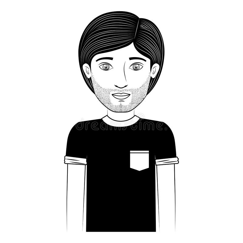 Half Body Silhouette Guy with Shadow Beard Stock Vector - Illustration ...