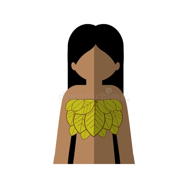 Half Body Woman with Leaves in Chest and Middle Shadow Stock Vector ...