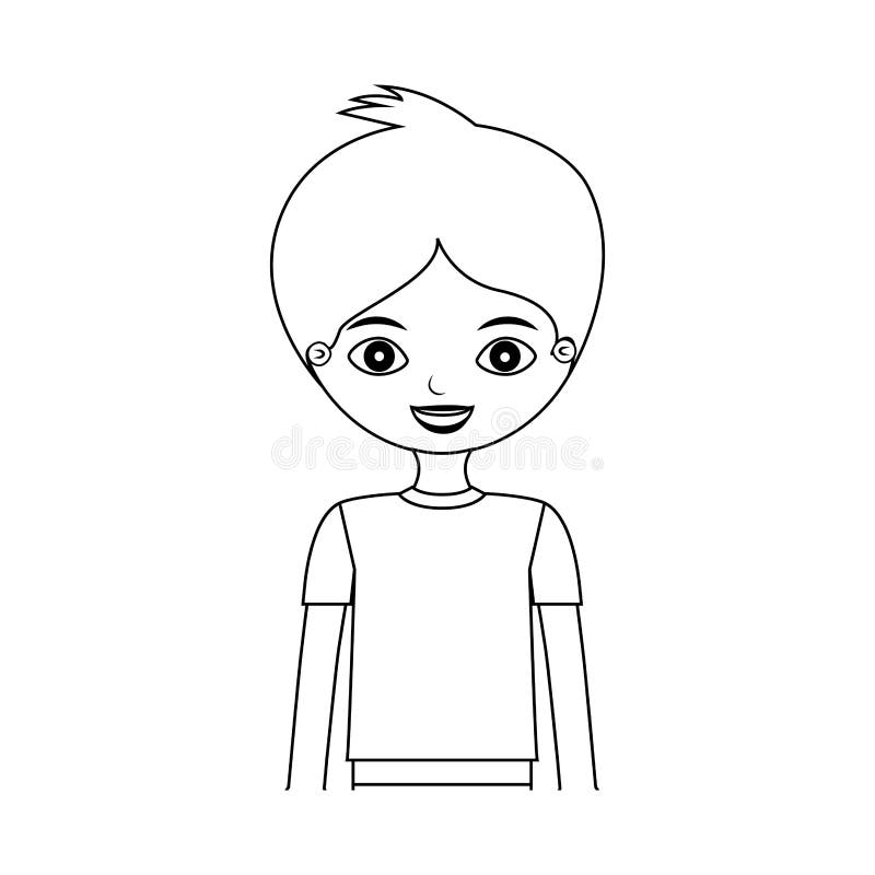 Half Body Young Silhouette Boy with T-shirt Stock Vector - Illustration ...
