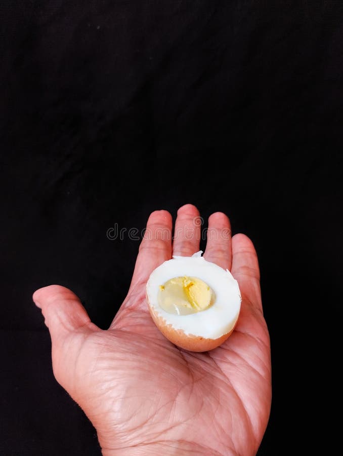 Half a Boiled Egg on the Palm of Your Hand Stock Image - Image of palm ...