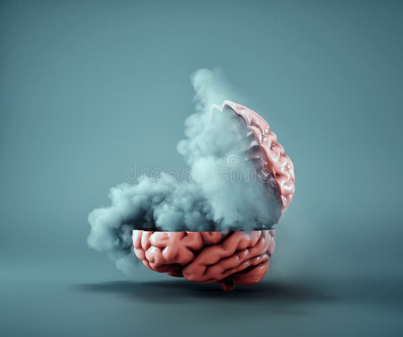 Half Brain with a Cloud Inside . Creativity and Open Mind Concept Stock ...