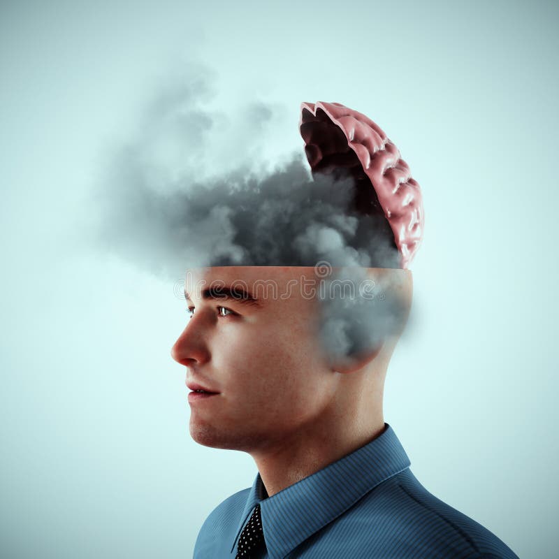 Half Brain with a Cloud Inside. Creativity and Open Mind Concept Stock ...