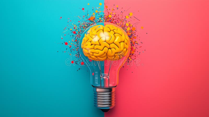 A Half-brain Enclosed in a Lightbulb, with Splashes of Color ...