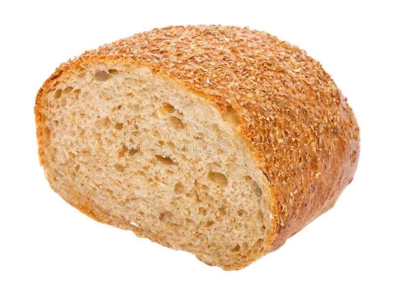 Half Of The Bread Loaf And Wheat Spikes, Isolated Stock Photo - Image ...