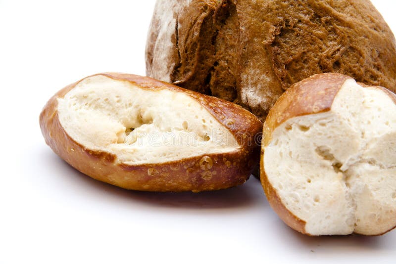 Half a Bread with Lye Bread Roll Stock Photo - Image of baking, crisply ...