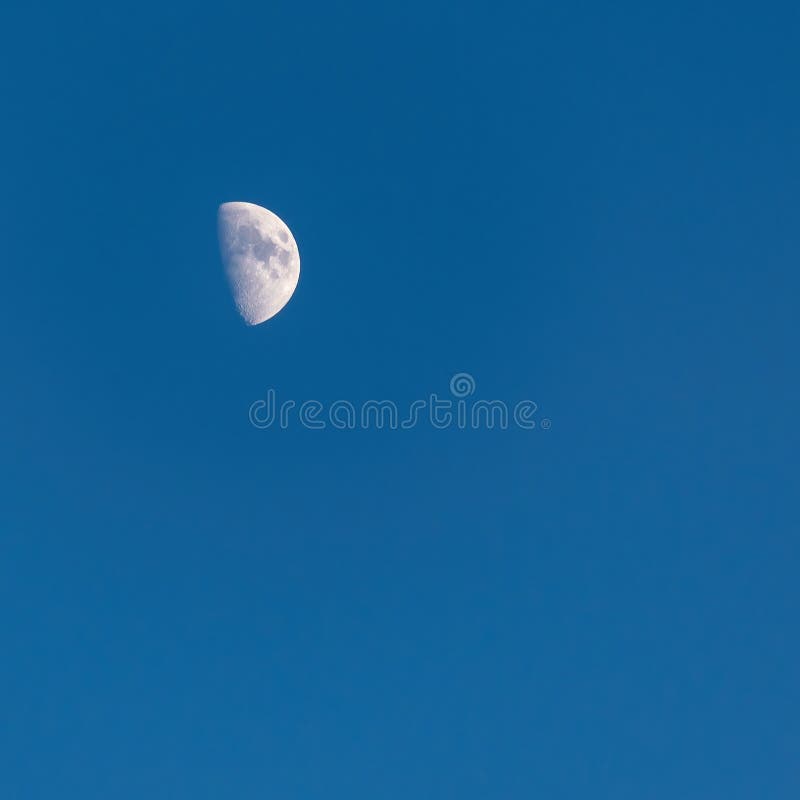 Half Bright Moon Visible Afternoon Time Stock Photo - Image of visible ...