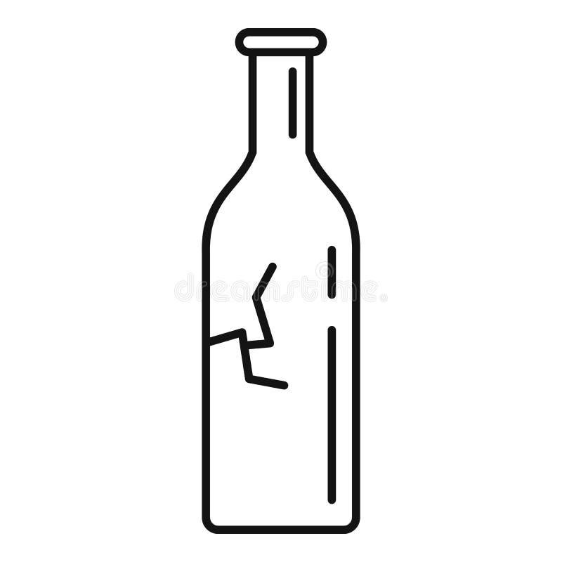 Half Broken Bottle Icon, Outline Style Stock Vector - Illustration of ...