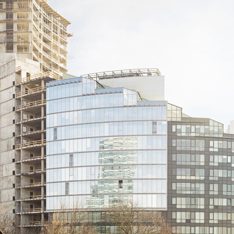 Half built office building stock image. Image of mirror - 87784403
