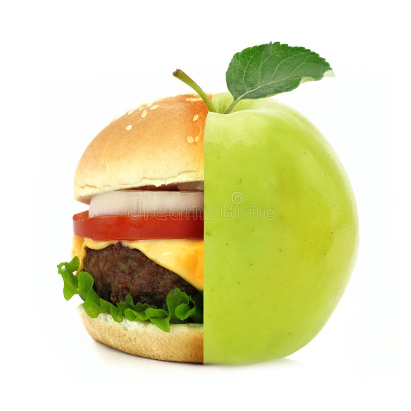 Half Burger Half Apple Concept Stock Image - Image of lose, lunch: 46466139