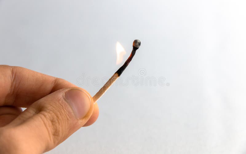 Half Burnt Match in Hand of Teenager on Plain White Background Stock ...
