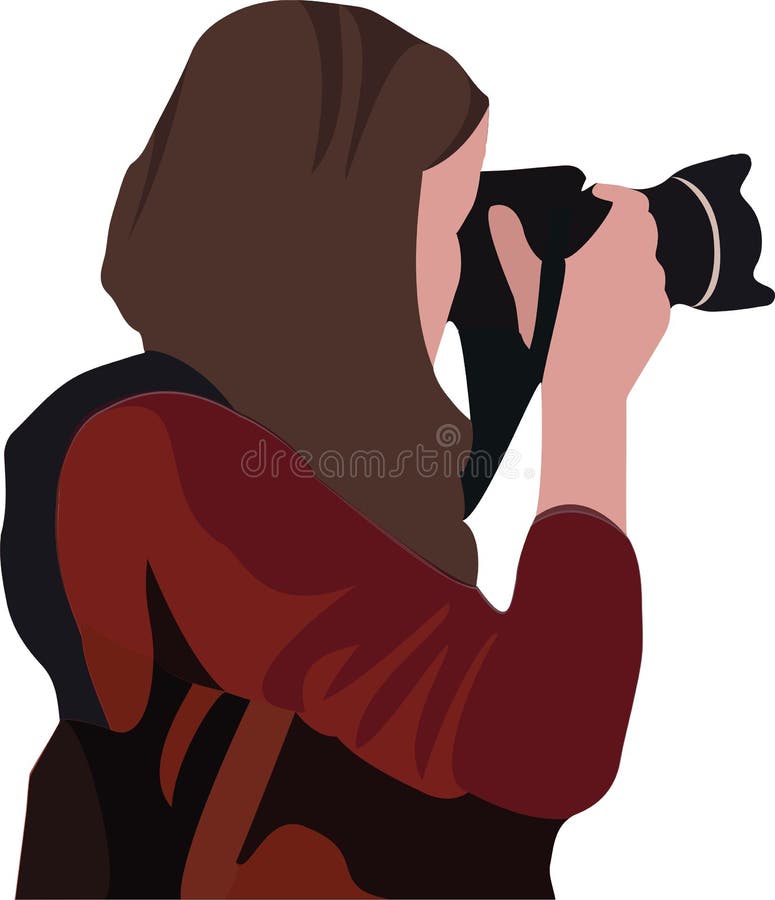 Half Bust of Woman while Photographing Stock Vector - Illustration of ...
