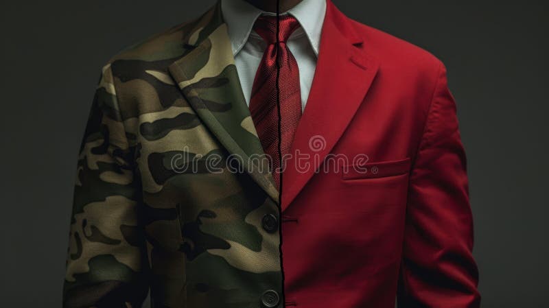 The Half Camouflage and Red Suit.AI Generated Image Stock Photo - Image ...