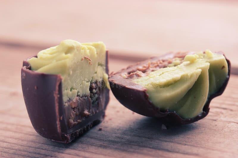 Half of a Chocolate Candy Close Up Stock Photo - Image of milk, cocoa ...