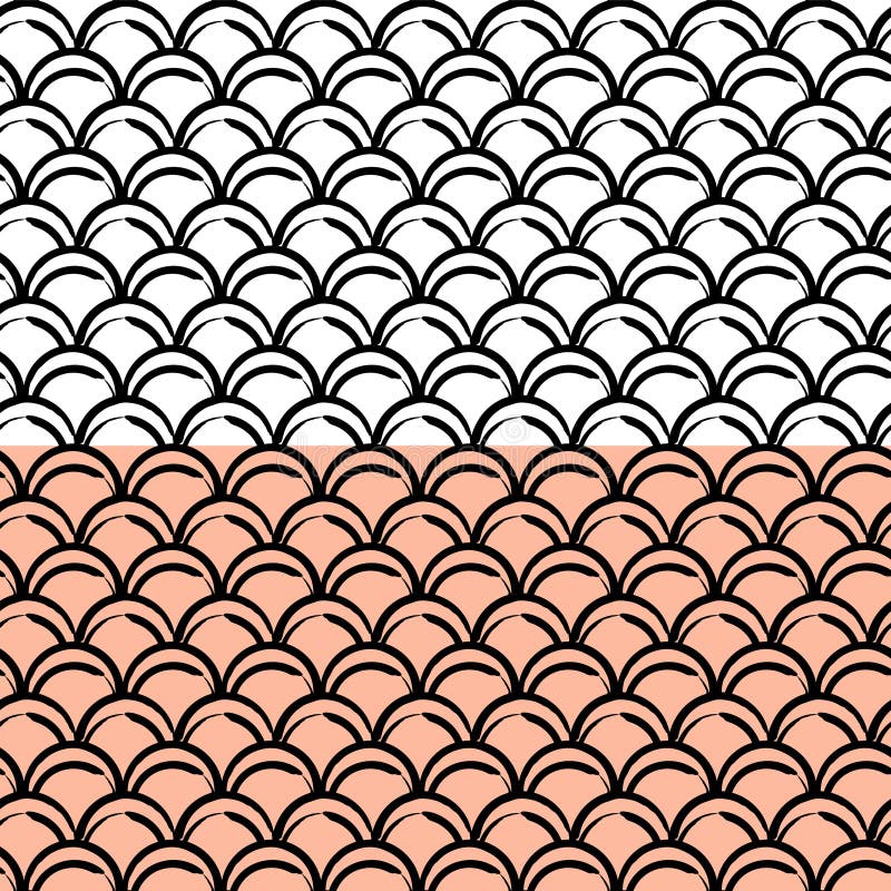 Half Circle Abstract Modern Seamless Pattern. Geometrical Grid. Hand ...