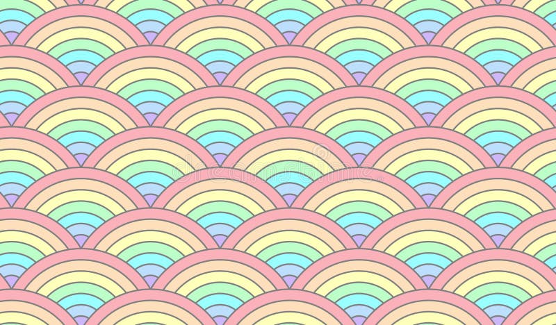 Half Circle Bold Rainbow Pastel Seamless Pattern Stock Vector ...