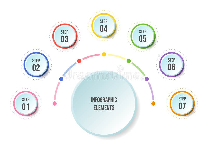 Half Circle Chart, Timeline Infographic Templates Stock Vector ...