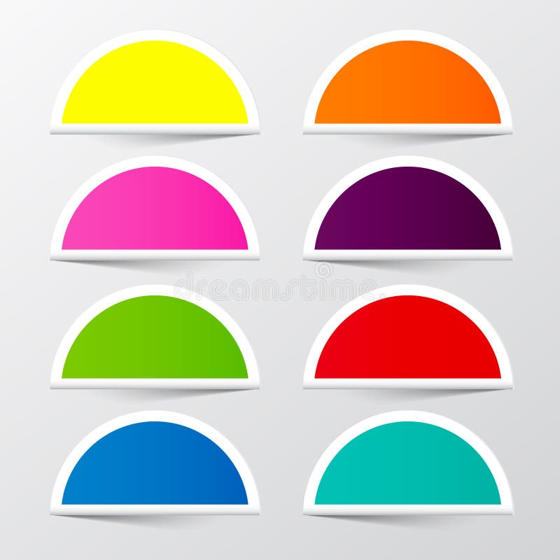 Half Circle Colorful Stickers Set. Stock Vector - Illustration of green ...