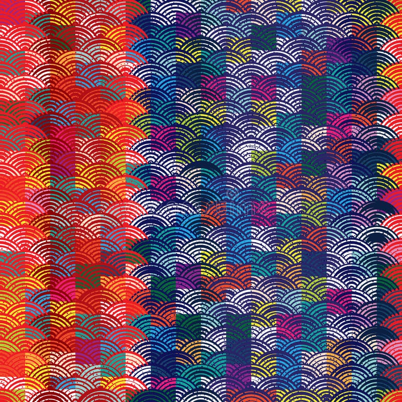 Half Circle Japan Style Dot Rectangle Seamless Pattern Stock Vector ...