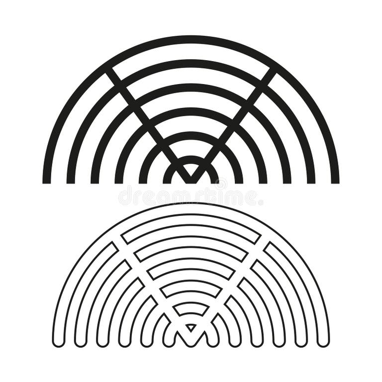 Half Circle Maze. Labyrinth Puzzle Lines. Concentric Geometric Shape ...
