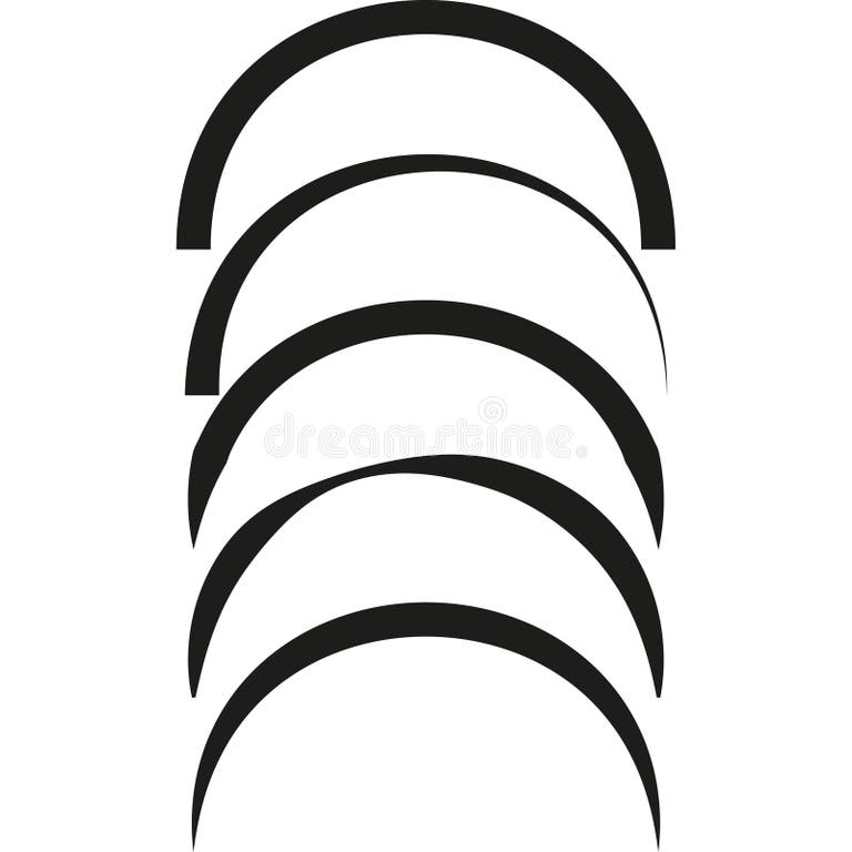 Half Circle Pattern. Black Arc Shapes. Vector Curve Elements. Minimal ...