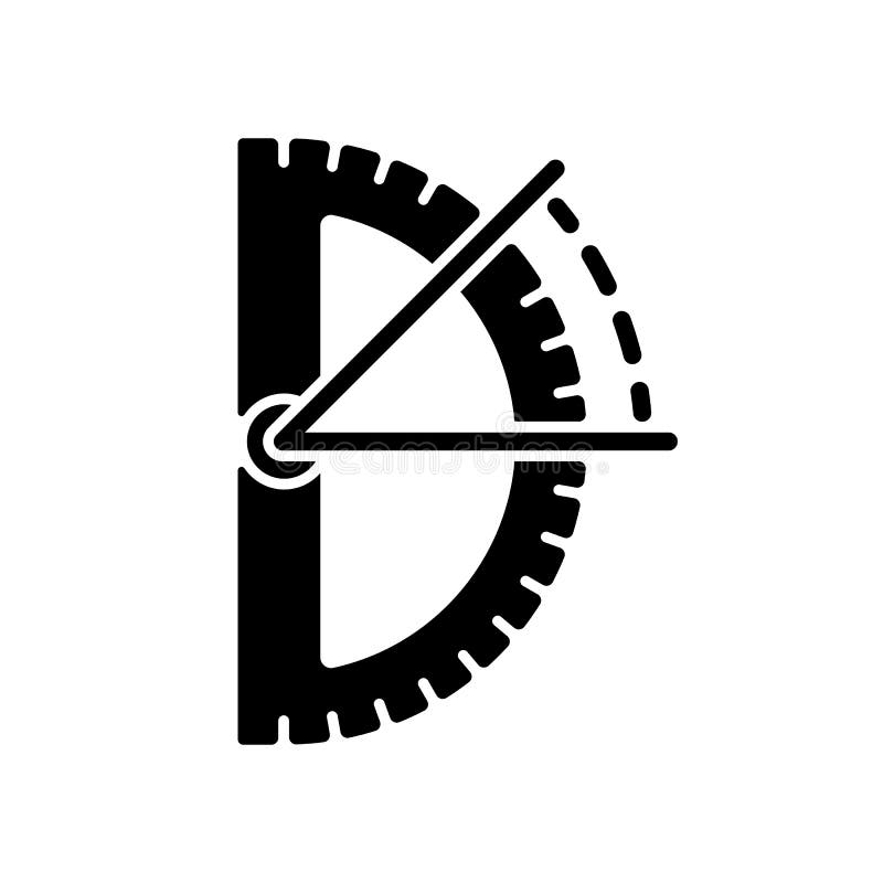 Half Circle Protractor Black Glyph Icon Stock Vector - Illustration of ...