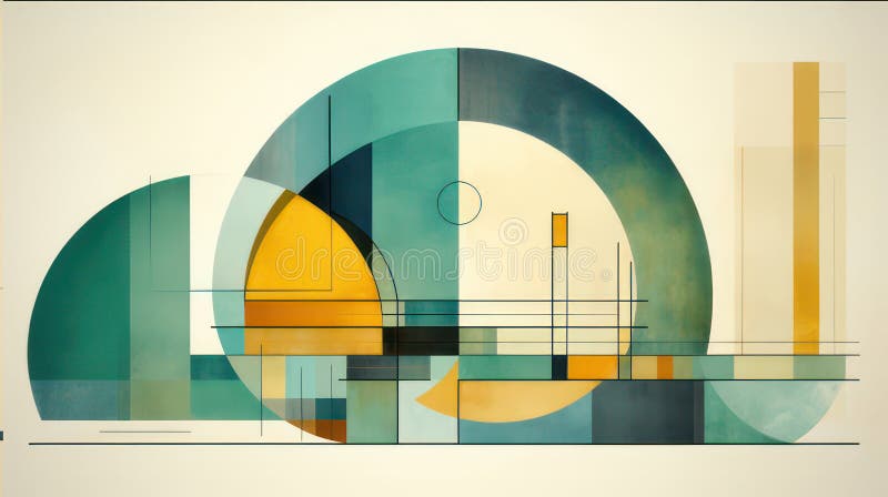 Half Circles and Geometric Shapes with Text Space Stock Illustration ...