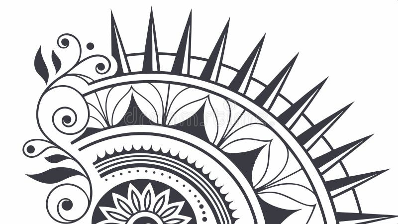 Half Circular Geometric Pattern with Spikes and Dots Vector Design ...