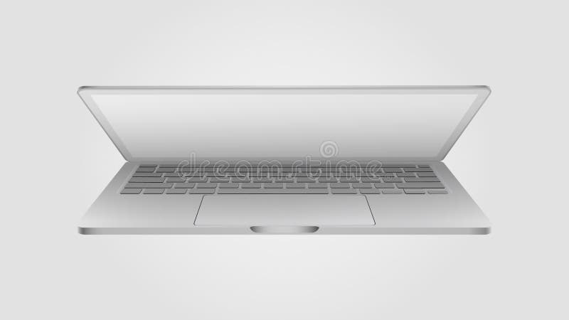 Half Closed, Half Opened Realistic White Laptop Mockup. Light Version ...